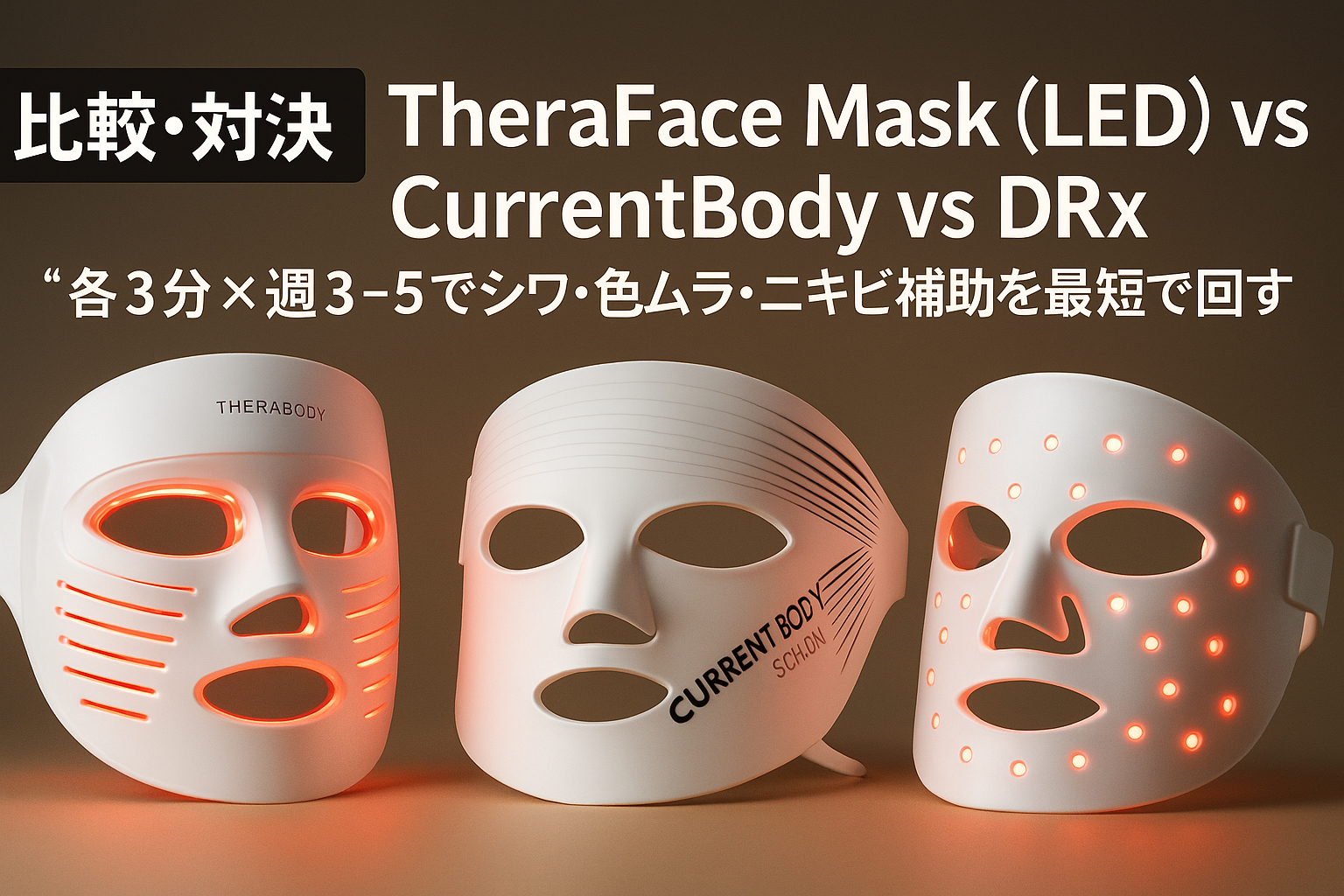 【比較・対決】TheraFace Mask（LED） vs CurrentBody vs DRx｜“各3分×週3–5”でシワ・色ムラ・ニキビ ...